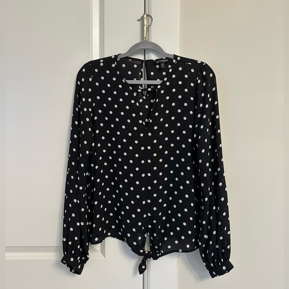 Express | Tops | Express Black And White Polka Dot Top | Poshmark